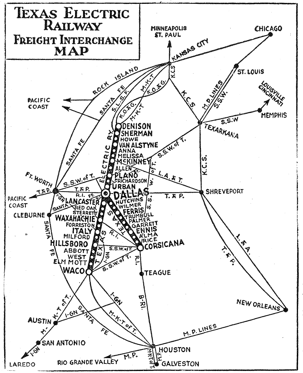 Texas Electric Railway: Map, History, Timetables