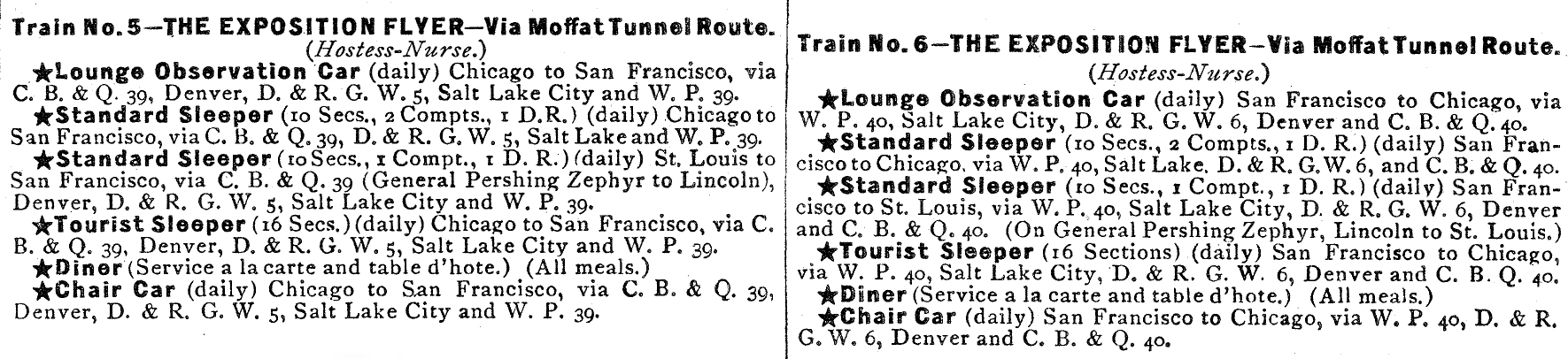 "Exposition Flyer" (Train): Consist, Timetable, History