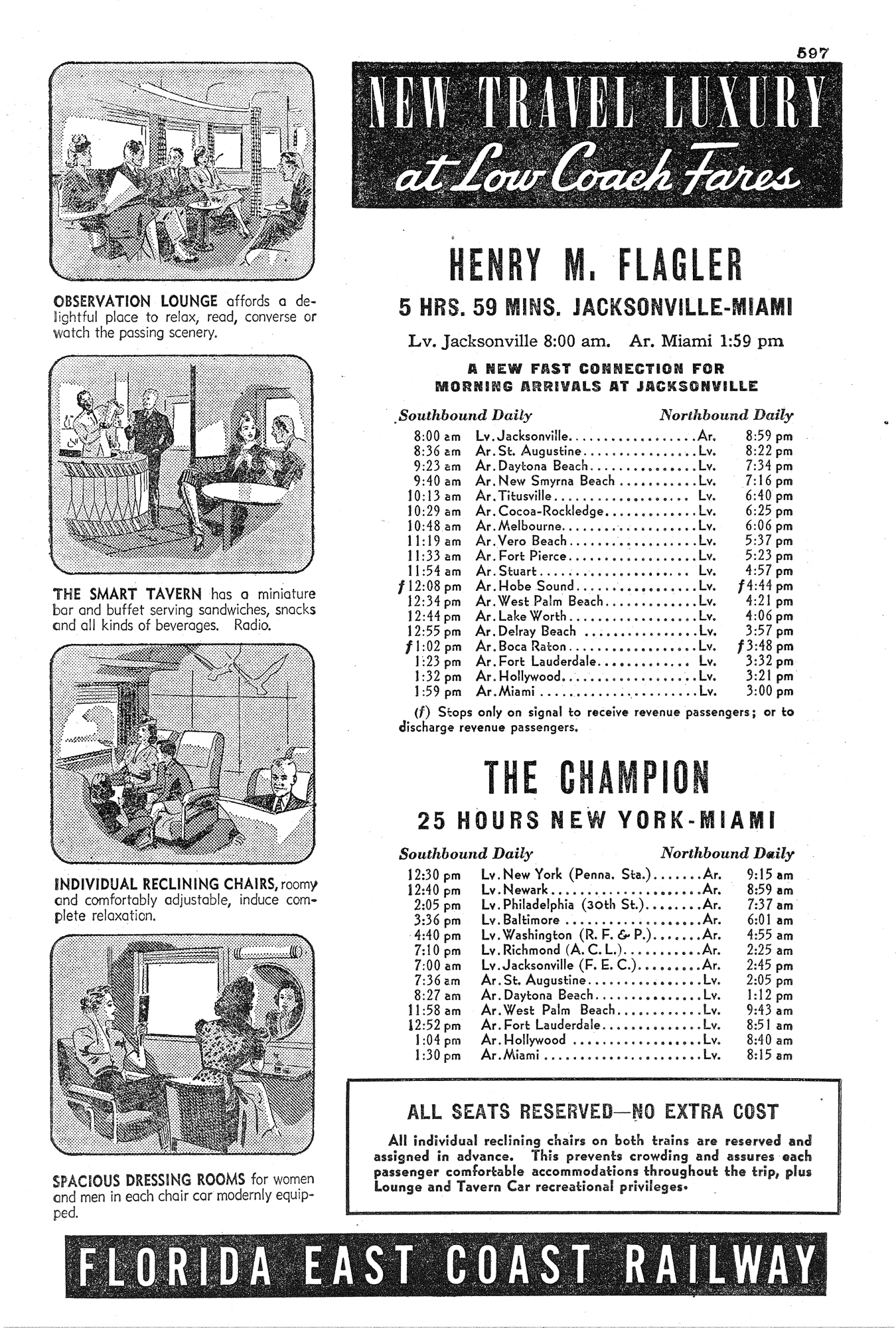 "Dixie Flagler" (Train): Consist, Route, Timetable